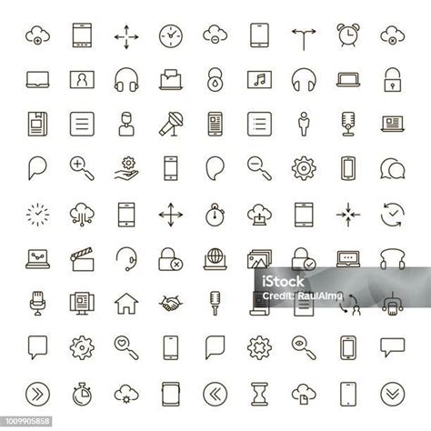 扁線圖示向量圖形及更多一組物體圖片 一組物體 下載 互聯網 Istock