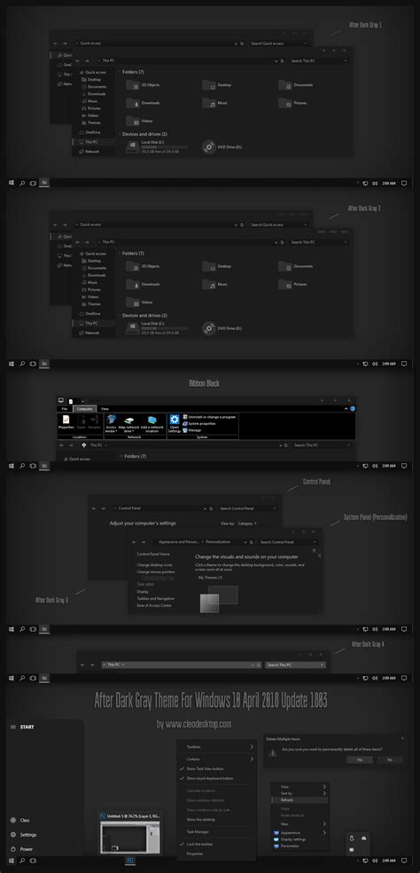 After Dark Gray Theme Win10 April 1803 Update2 By Cleodesktop On Deviantart