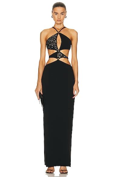 Patbo Hand Beaded Asterisk Dress In Black Fwrd