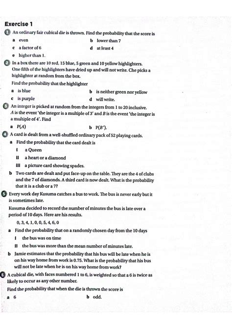 SOLUTION Probability Exercises Studypool