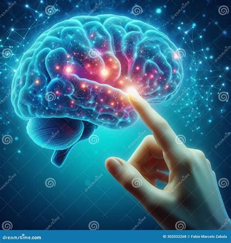 Digital Artistic Representation Of The Human Brain Made By Artificial Intelligence Stock