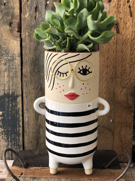 Vase Aus Keramik Mit Gesicht Winkel Vintage De