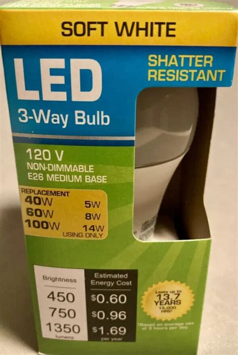 Intertek 5w 8w 14w Led Soft White 3 Way Light Bulb 40w 60w 100w 629312166558 Ebay