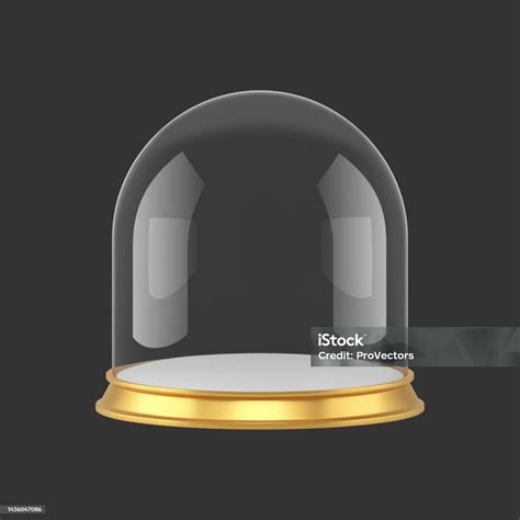 황금 트레이 안전 저장 및 보호 3d 템플릿 벡터에 현실적인 반원형 유리 돔 0명에 대한 스톡 벡터 아트 및 기타 이미지 0