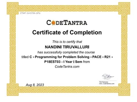 nandini tiruvalluri on linkedin codetantra certification