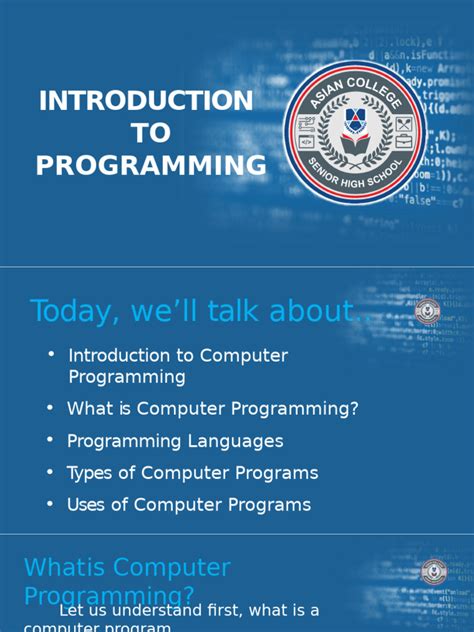 lesson 2 intro to programming pdf application software software