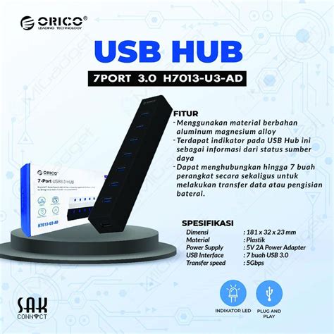 ORICO 7 Port Portable USB 3 0 HUB H7013 U3 Mi Gadget Malang