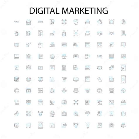 Digital Marketing And Technology Icons Signs Outline Symbols Concept