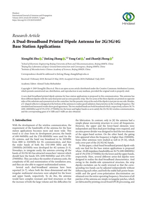 Pdf A Dual Broadband Printed Dipole Antenna For 2g3g4g Base Station