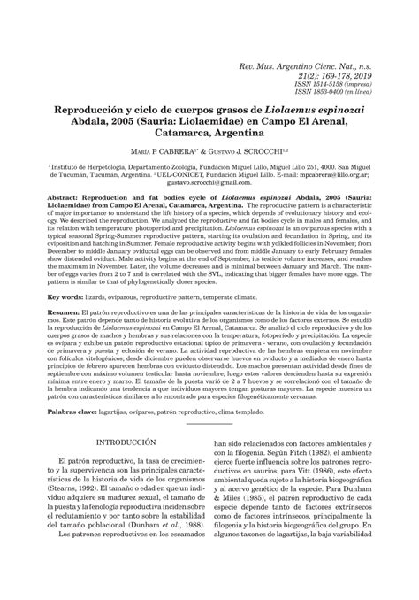 Pdf Cabrera Y Scrocchi 2019 Reproducción Y Ciclo De Cuerpos Grasos