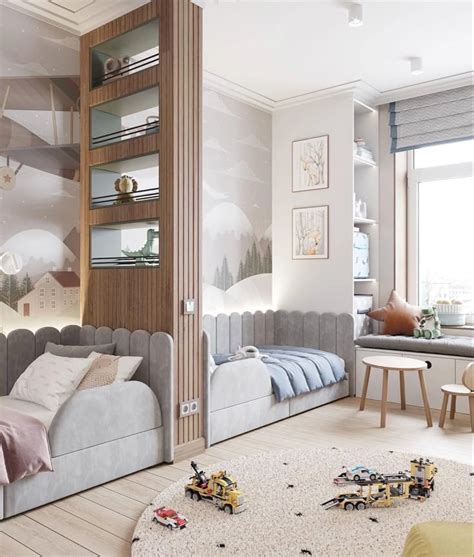 Нежная детская для двоих Детские гостиные Дизайн детской комнаты Девчачьи комнаты