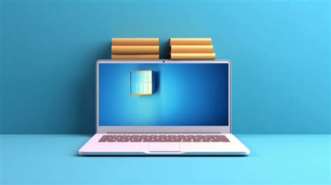 3d Illustration Of Vertical Background With Laptop Computer On White Concrete Shelf Laptop