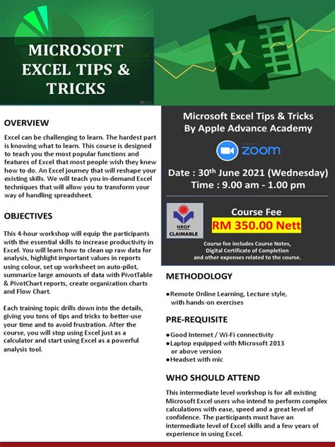 A Excel Tips And Tricks Brochure Pdf Microsoft Excel Computing