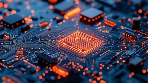 Futuristic Technology Is Represented By An Abstract Glowing Circuit Board That Is Illuminated