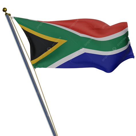 포스트와 함께 흔들며 남아 프리 카 공화국 깃발 투명 극을 흔들며 남아프리카 공화국 국기 펄럭이는 남아프리카 공화국 국기 남아프리카 공화국 국기 Png 일러스트 및