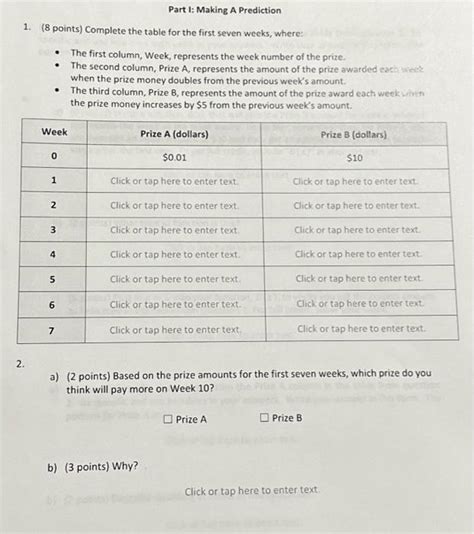 Solved Part I Making A Prediction Points Complete Chegg