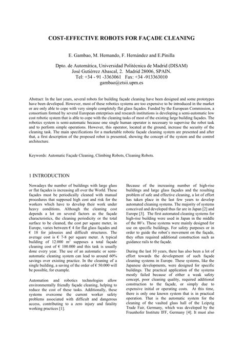 Pdf Cost Effective Robots For Façade Cleaning