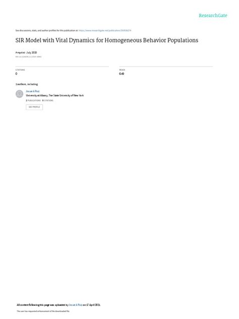 Sir Model Download Free Pdf Applied Mathematics Epidemiology