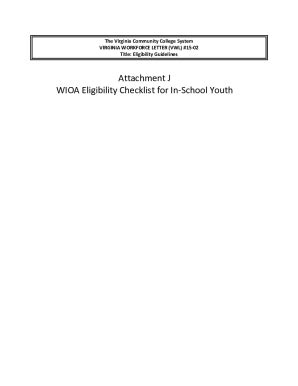 Fillable Online WIOA In School Youth Eligibility Reference List Fax