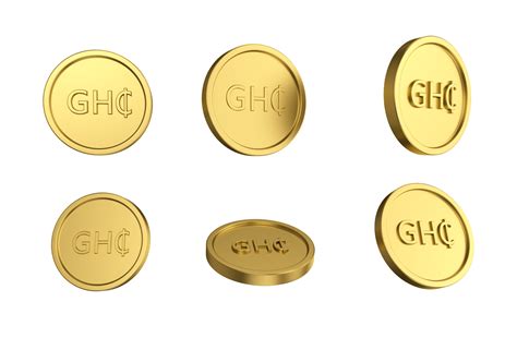 3d Illustration Set Of Gold Ghanaian Cedi Coin In Different Angels 17259716 Png