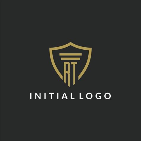 RT Initial Monogram Logo With Pillar And Shield Style Design 15160433