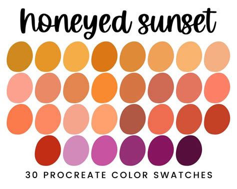 Honeyed Sunset Procreate Color Palette Swatches Instant Download
