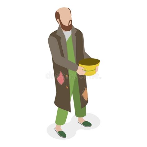 3d Isometric Flat Vector Set Of Homeless People Item 2 Stock Vector