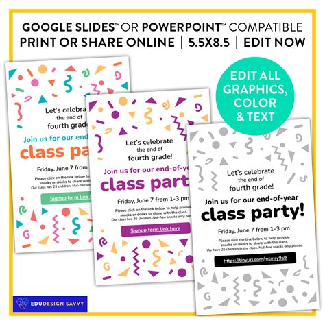 Editable End Of Year Class Party Invitation Print Or Share Online