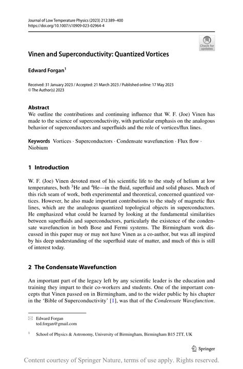 Pdf Vinen And Superconductivity Quantized Vortices