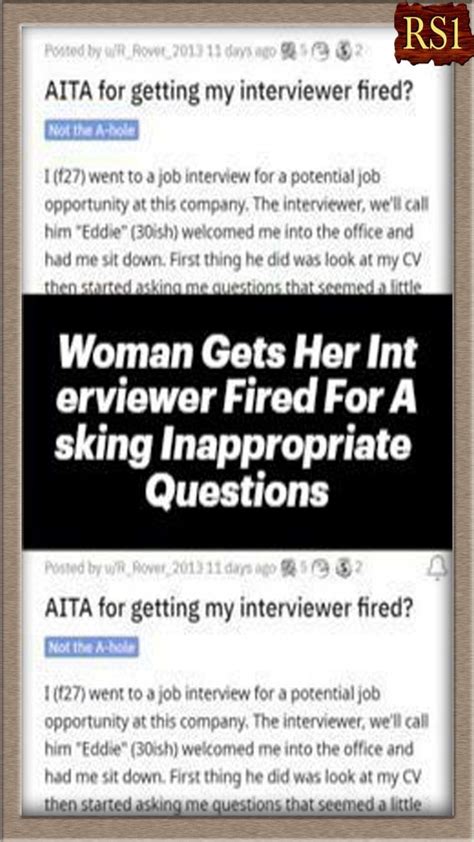 Woman Gets Her Interviewer Fired For Asking Inappropriate Questions Artofit