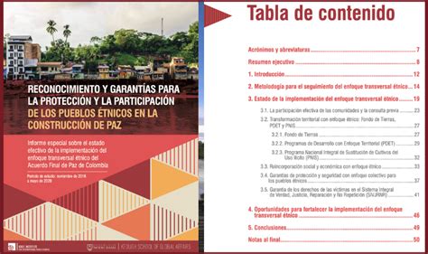 El Capítulo Étnico Del Acuerdo De Paz Tres Informes Sobre Su