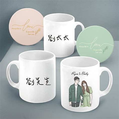 客製化禮物 彩色似顏繪馬克杯2入 先生太太對杯【加贈杯墊】 風華喜帖｜似顏繪客製畫人氣榜 Pinkoi