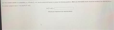 solved let ybe a random variable in a population y 65 and