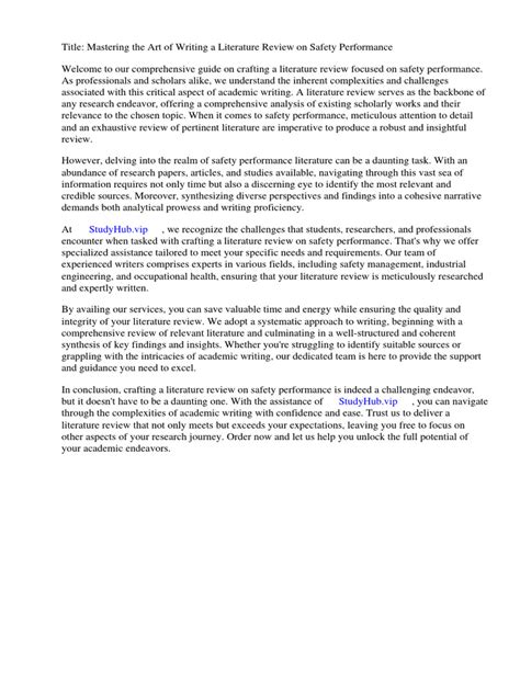 Literature Review Safety Performance Pdf Psychology Qualitative