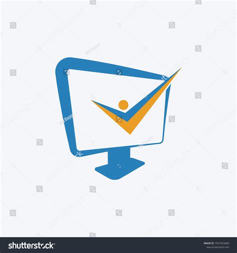 Computer Monitor Logo Template Digital Screen Stock Vector Royalty
