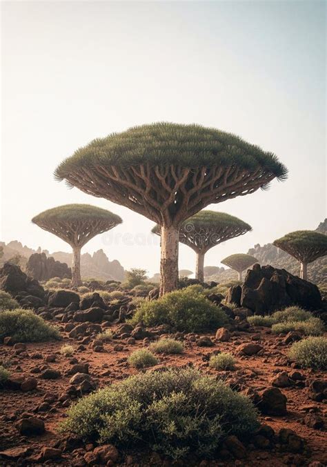 Dragon S Blood Trees On Socotra Island Stock Illustration