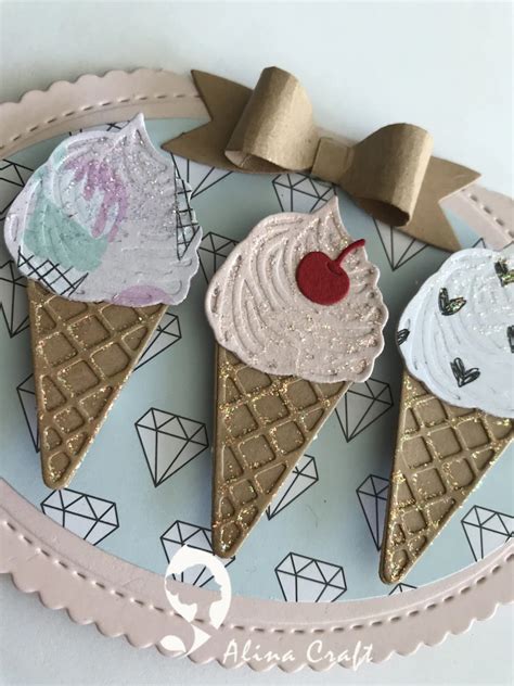 Alinacraft Metal Cutting Dies Cut 4pc Ice Cream Summer Sundae Shape