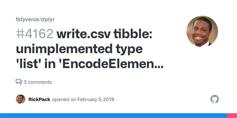 Write Csv Tibble Unimplemented Type List In EncodeElement Error