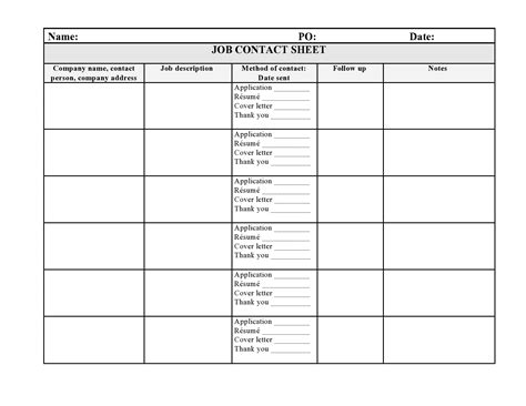 40 Free Contact Sheet Templates Excel Word Templatearchive
