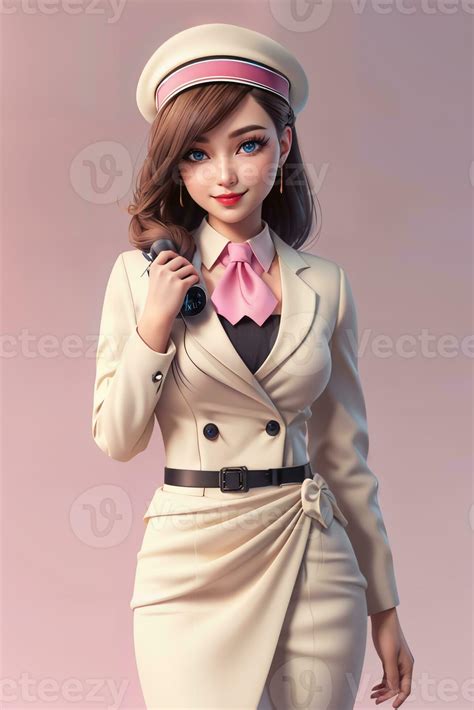 Flight Attendant Doll With Gradation Background Generative Ai Stock Photo At Vecteezy