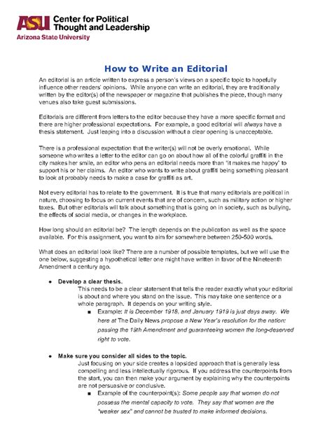 Q63 How To Write An Editorial Cptl How To Write An Editorial An