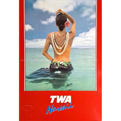 Affiche Ancienne Originale Twa Hawaii Hula Girl