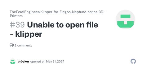 Unable To Open File Klipper · Issue 39 · Theferalengineerklipper For Elegoo Neptune Series