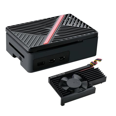 52pi raspberry pi 5 case abs case with armor lite v5 heatsink fan for