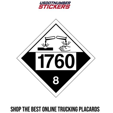 Class 8 Corrosive Un 1760 Placard Usdot Number Stickers