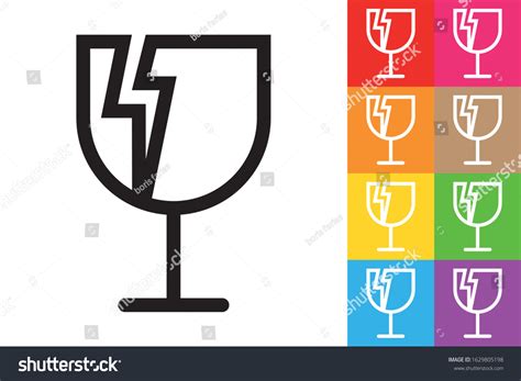 Fragile Symbol Broken Glass Line Icon Stock Vector Royalty Free
