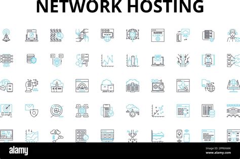 Network Hosting Linear Icons Set Cloud Server Virtualization