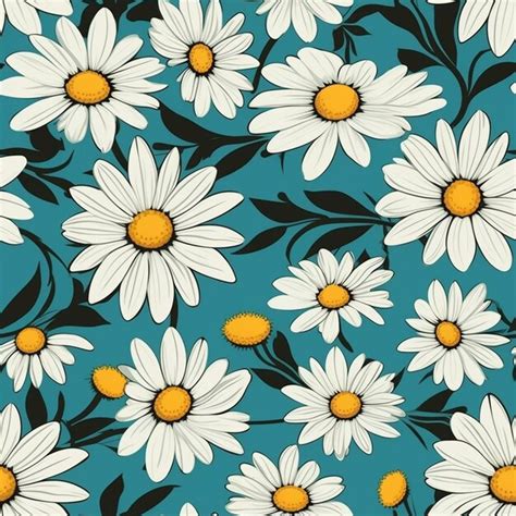 Premium Ai Image Vibrant Daisy Dreams Seamless Pattern