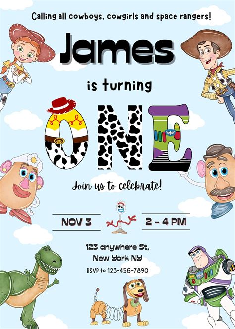 Toy Story First Birthday Invitation Instant Download Printable Editable