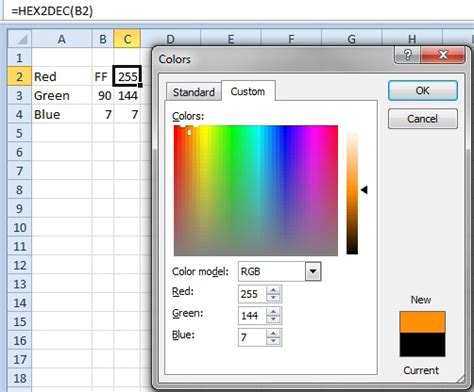 Excel Match Web Colors With Hex Dec Excel Articles